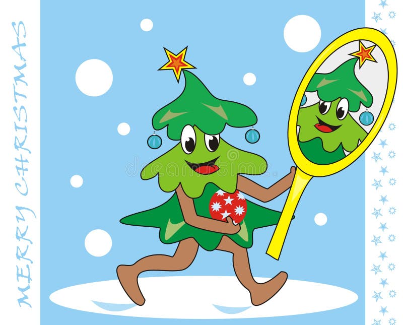 Christmas tree and mirror stock vector. Illustration of bank - 21522889