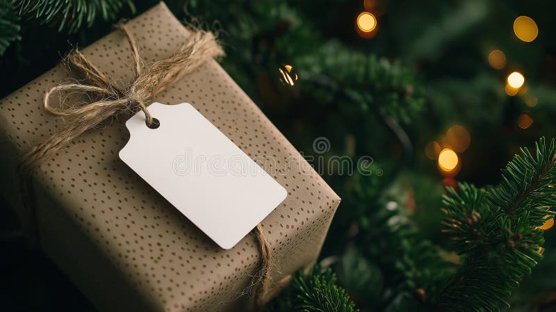 A Tied Gift Box with a Clean Tag for Congratulation Insertion Stock ...