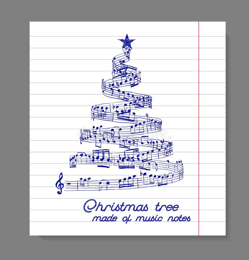 Christmas Tree from Music Notes Stock Vector - Illustration of shape ...