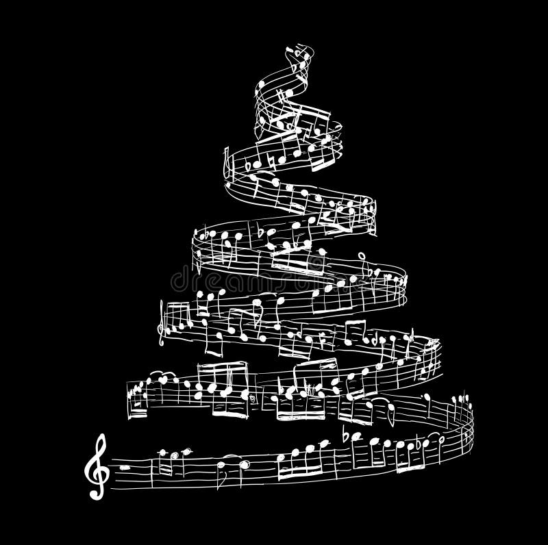 Christmas Tree from Music Notes Stock Vector - Illustration of holiday ...