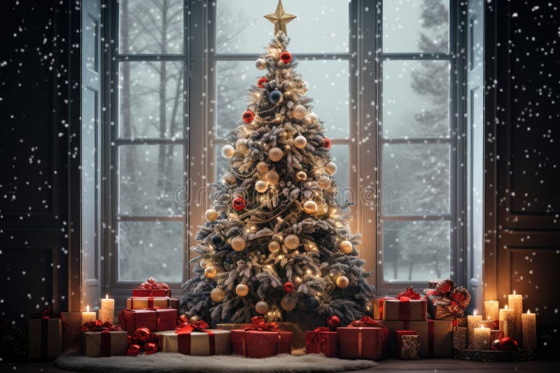 Christmas Window Clipart, Isolated Watercolor Illustration. Generative ...