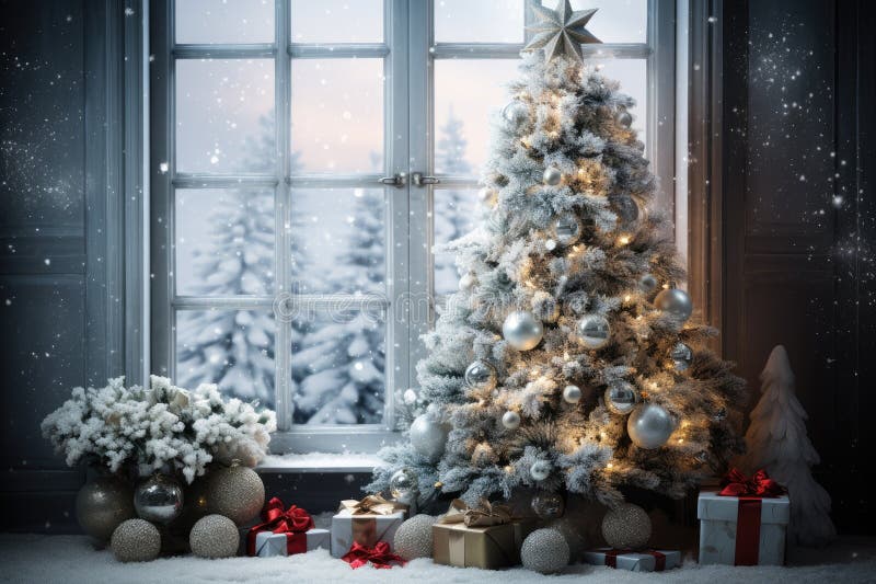 Christmas Window Clipart, Isolated Watercolor Illustration. Generative ...