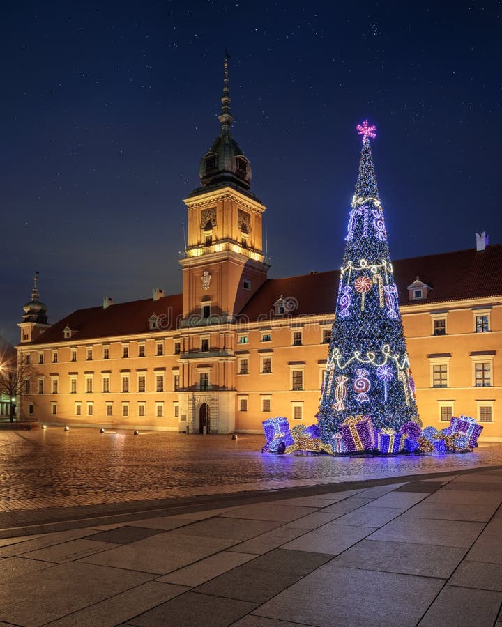 Christmas Tree in Old Warsaw Stock Image - Image of facade, adventure ...