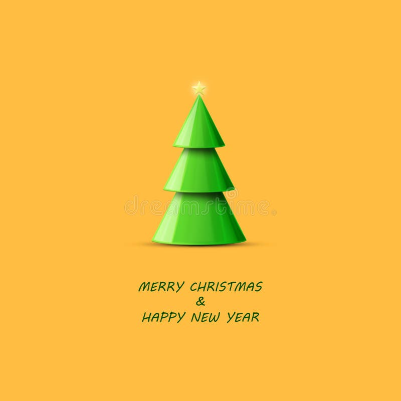 Christmas Tree on an Orange Background. Congratulation Illustration ...