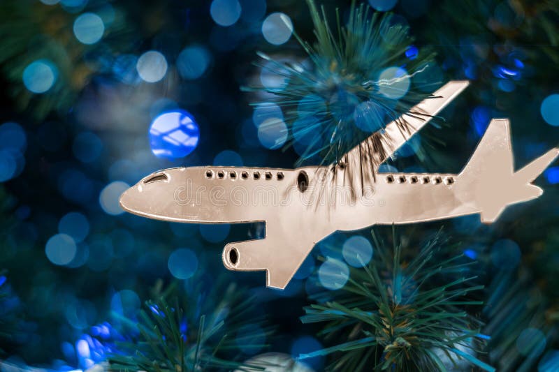 Christmas Tree Ornament in Form of Silver Airplane Stock Image - Image ...