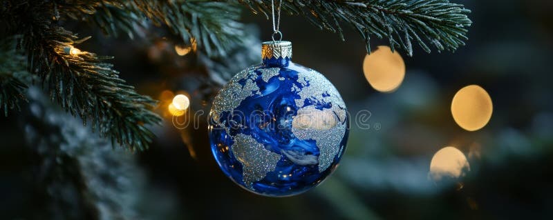 A Christmas Tree Ornament in the Shape of Planet Earth. Generative AI ...