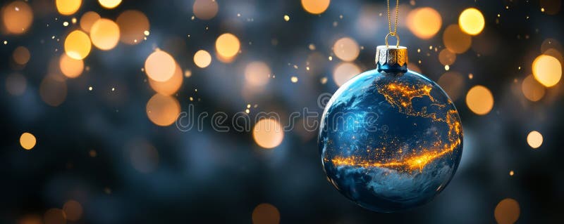 A Christmas Tree Ornament in the Shape of Planet Earth. Generative AI ...