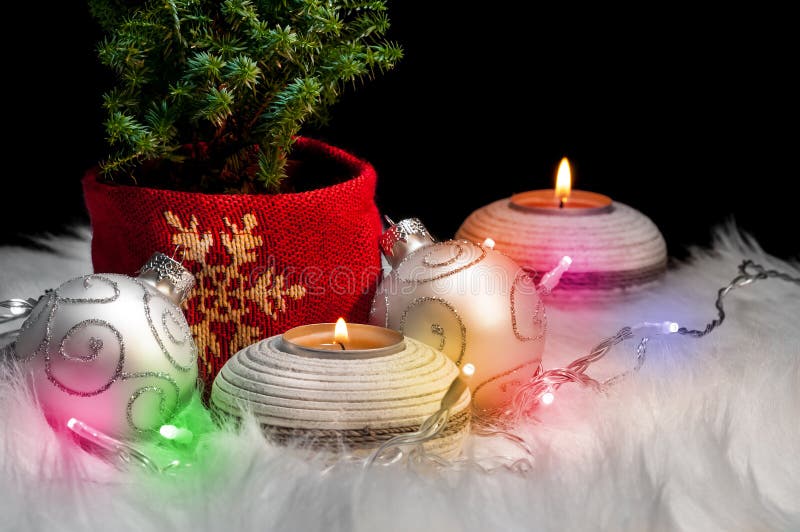 Christmas Tree and Ornaments - Festive Mood Color Stock Image - Image ...