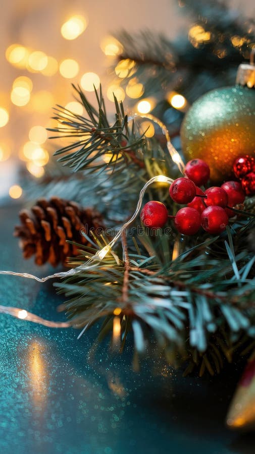 Christmas Tree with Ornaments, Twinkling Lights, and Holiday Cheer ...