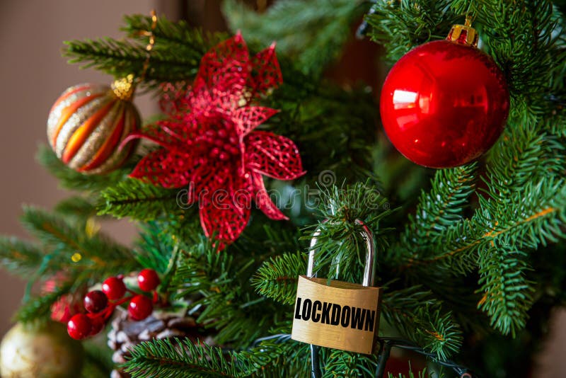 Christmas Tree, with Padlock Stock Photo - Image of covid, symbol ...