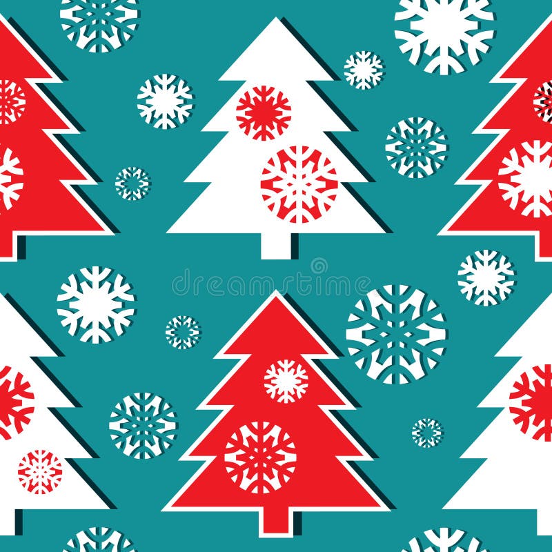 Opaque Christmas Trees on Red Green Blue Stock Illustration ...