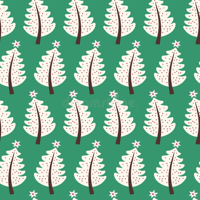 Christmas Tree Pattern Background Design, Cute Seasonal Vector Seamless ...