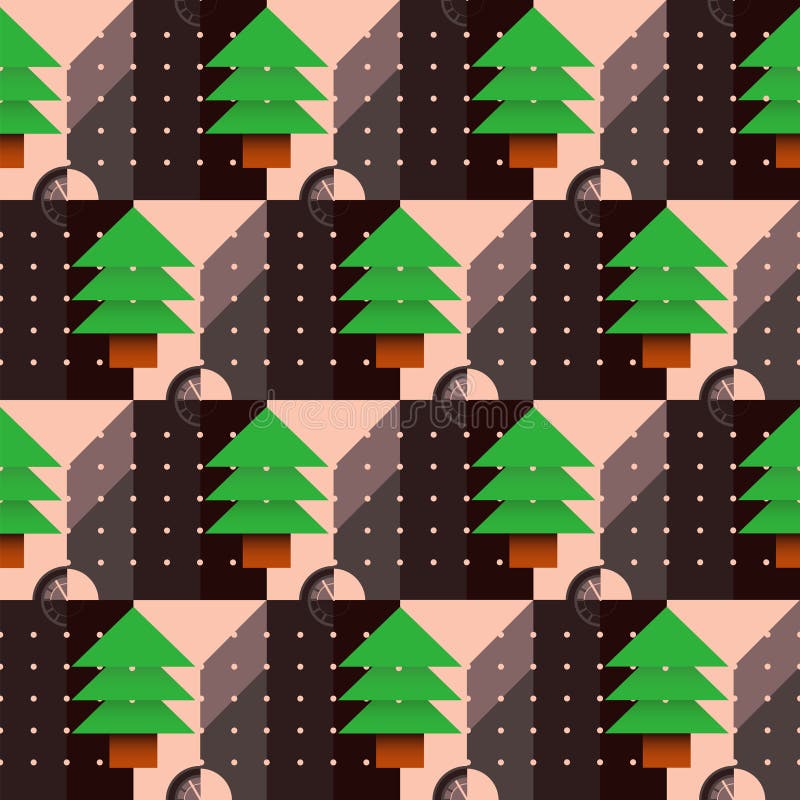 Christmas Tree Pattern with a Dial in the Geometric Style Stock Vector ...