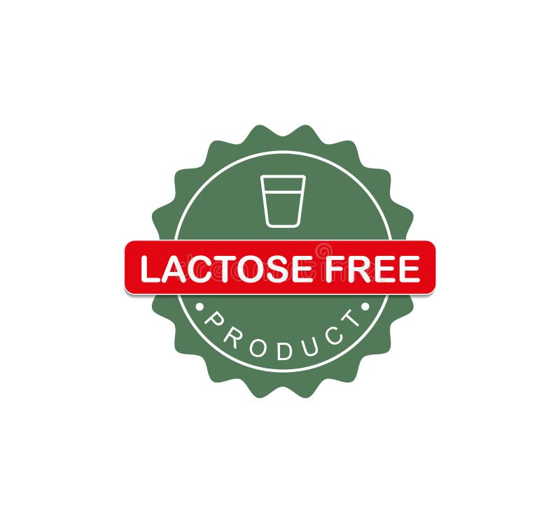 Lactose Free Product Label. Green Round Icon with a Piece of Sugar and ...