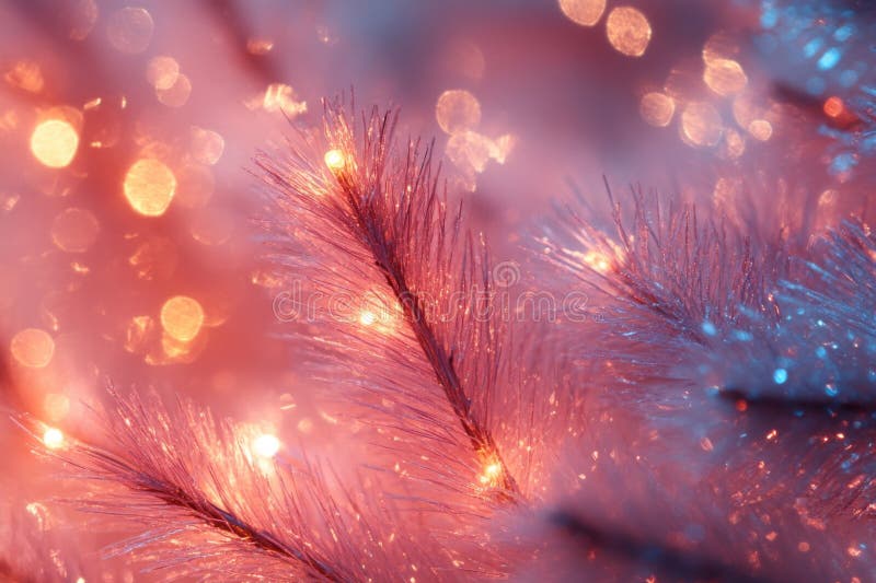 Christmas Tree with Pink and Blue Lights, Twinkling and Creating ...