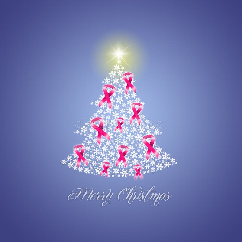 Christmas Tree with Pink Ribbons Stock Illustration - Illustration of ...