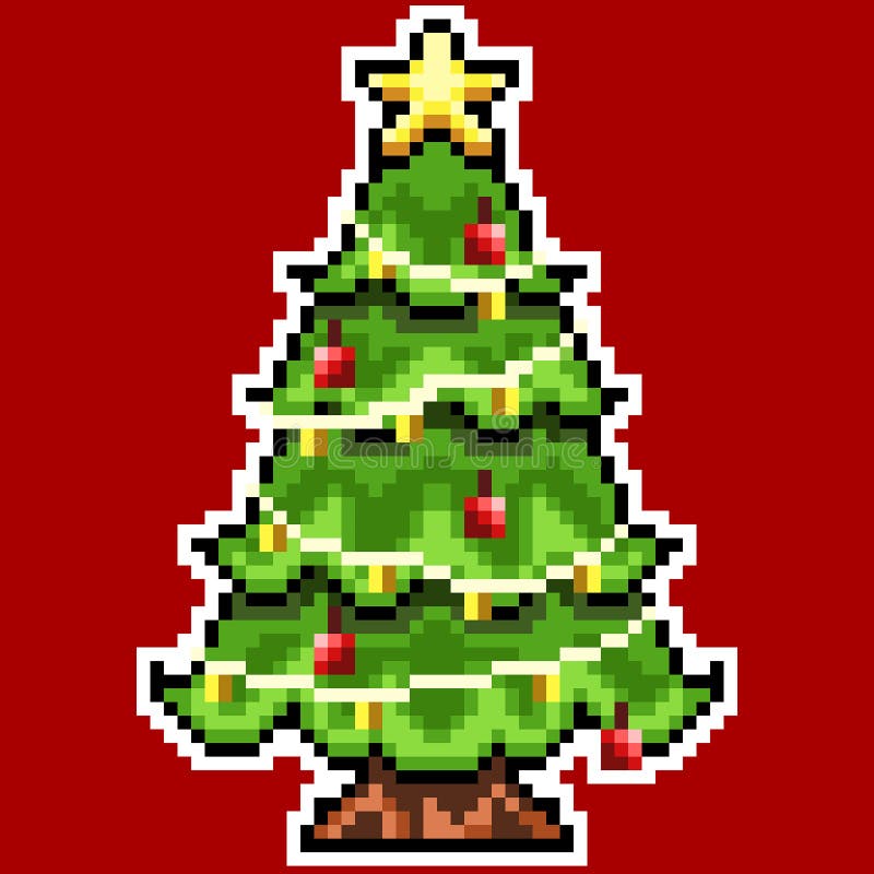 Christmas Tree in Pixel Art Style 4 Stock Illustration - Illustration ...