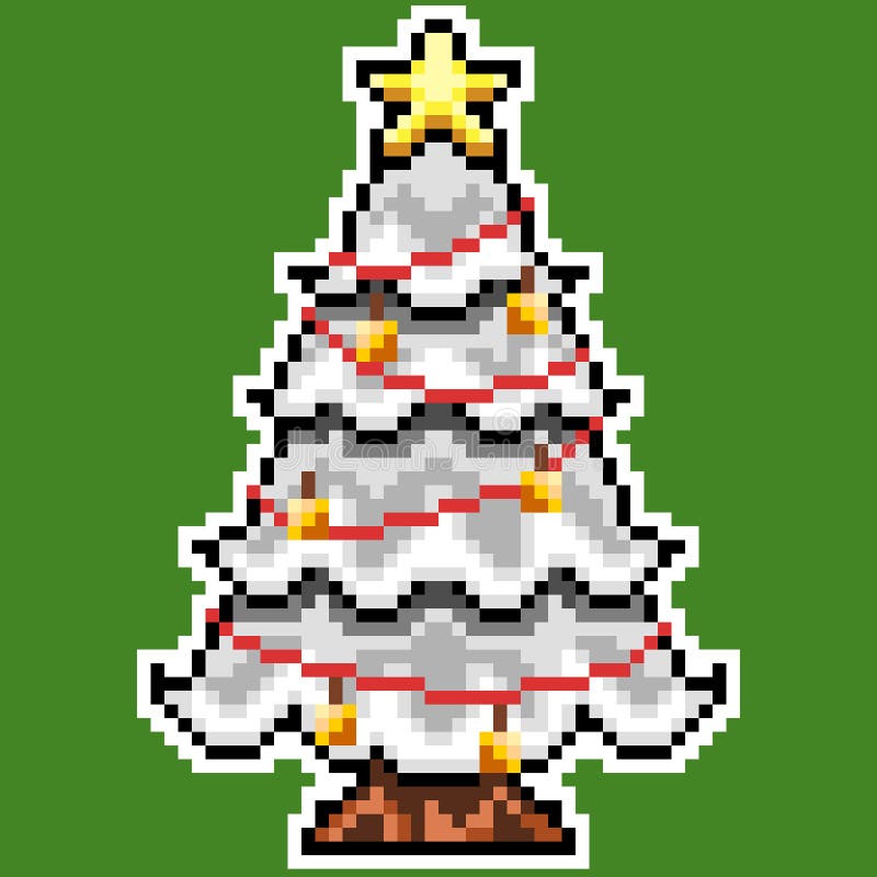 Christmas Tree in Pixel Art Style 1 Stock Illustration - Illustration ...