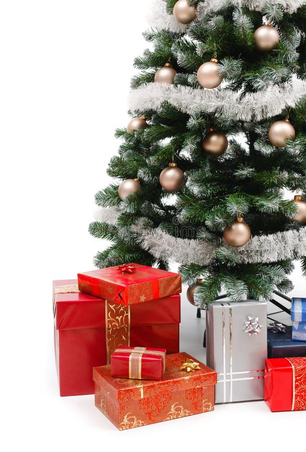 Christmas Tree with Presents Stock Photo - Image of artificial, holiday ...