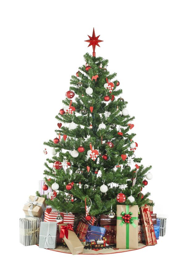 Christmas Tree with Presents Stock Image - Image of lights, boxes: 46152675