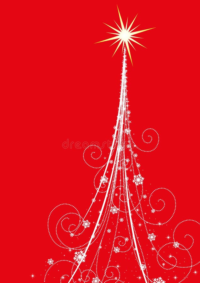 Christmas Tree On Red Background Stock Vector - Illustration of ...