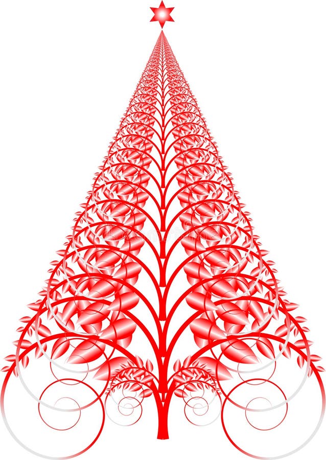 Christmas Tree with Red Vine Vector Illustration Stock Vector ...