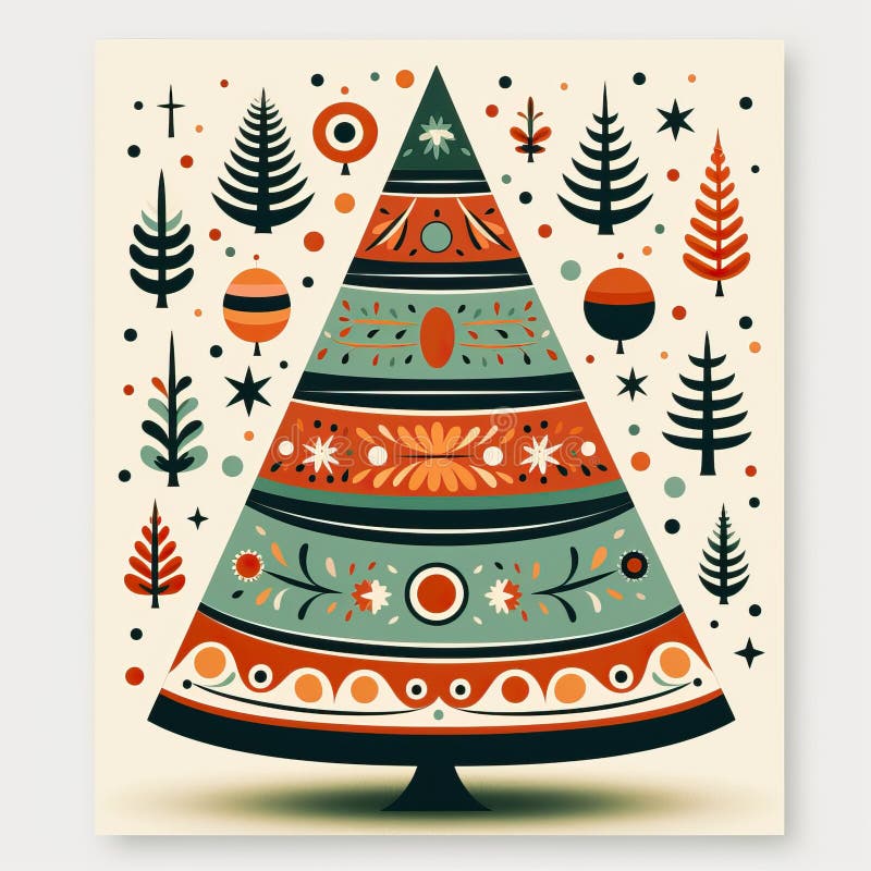 Christmas Tree Retro Style White Background High Quality Ai Generated ...