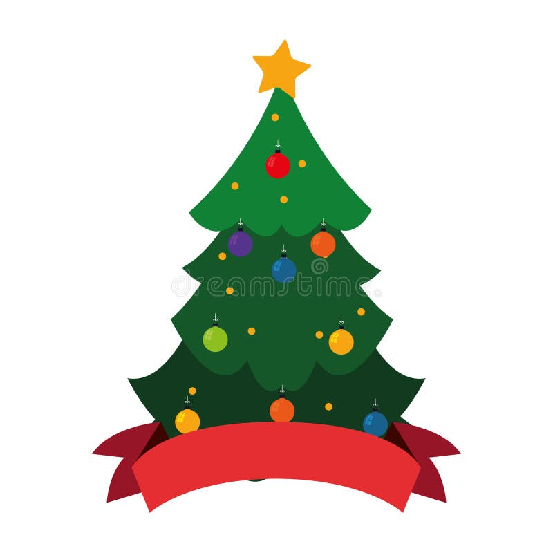 Christmas tree ribbon stock vector. Illustration of ball - 142098339