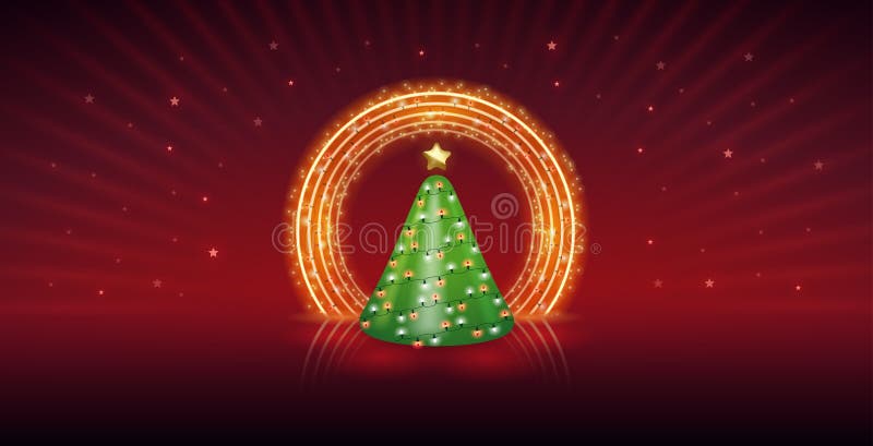 Christmas Tree with Round Lights Frame Stock Illustration ...
