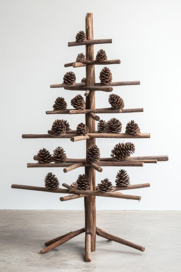 A Christmas Tree with a Rustic Appearance, Constructed from Sticks and ...