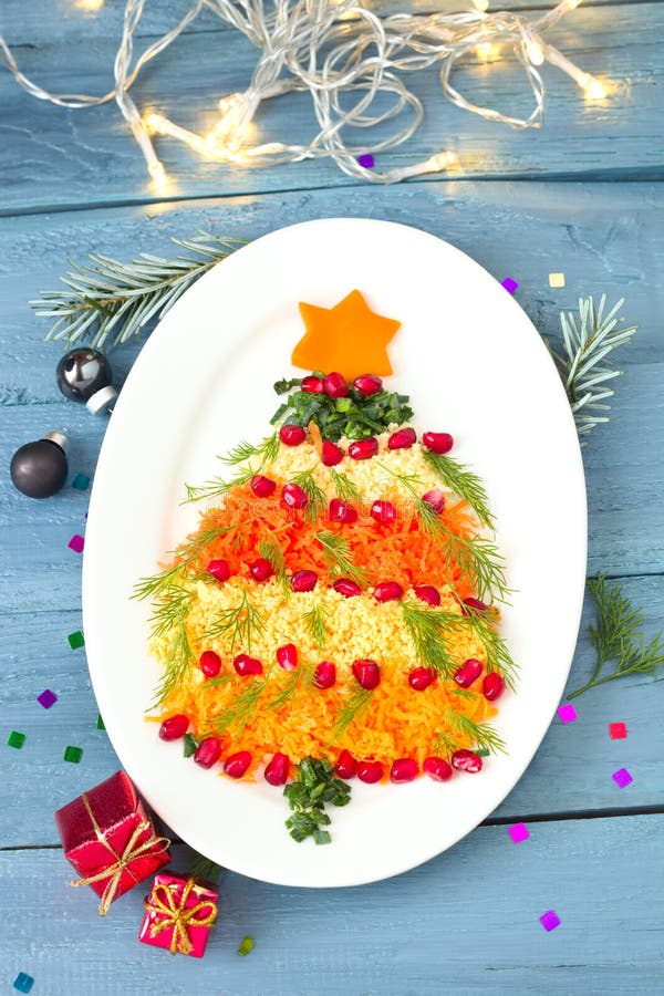Christmas Tree Salad. stock image. Image of plate, holiday - 134834133