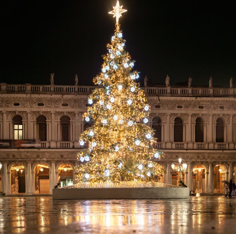 Christmas Tree at San Marco Square in Venice Stock Image - Image of ...