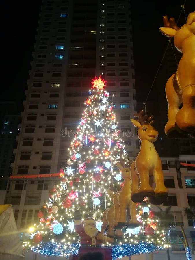 Christmas Tree with Santa Claus with Dear Stock Image - Image of santa ...