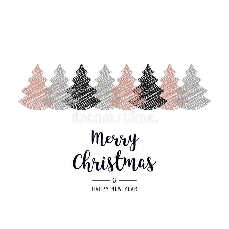 Christmas Tree Scribble Drawing Greetings Isolated Background Stock ...
