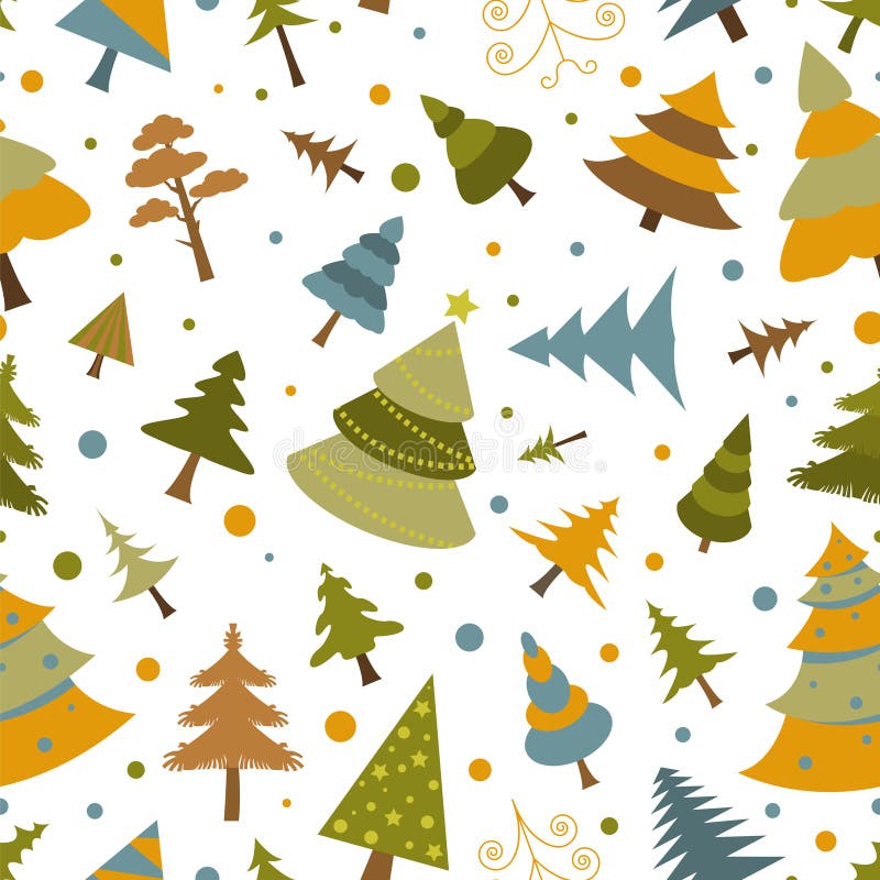 Christmas Tree Seamless Pattern. Flat Design Stock Vector ...