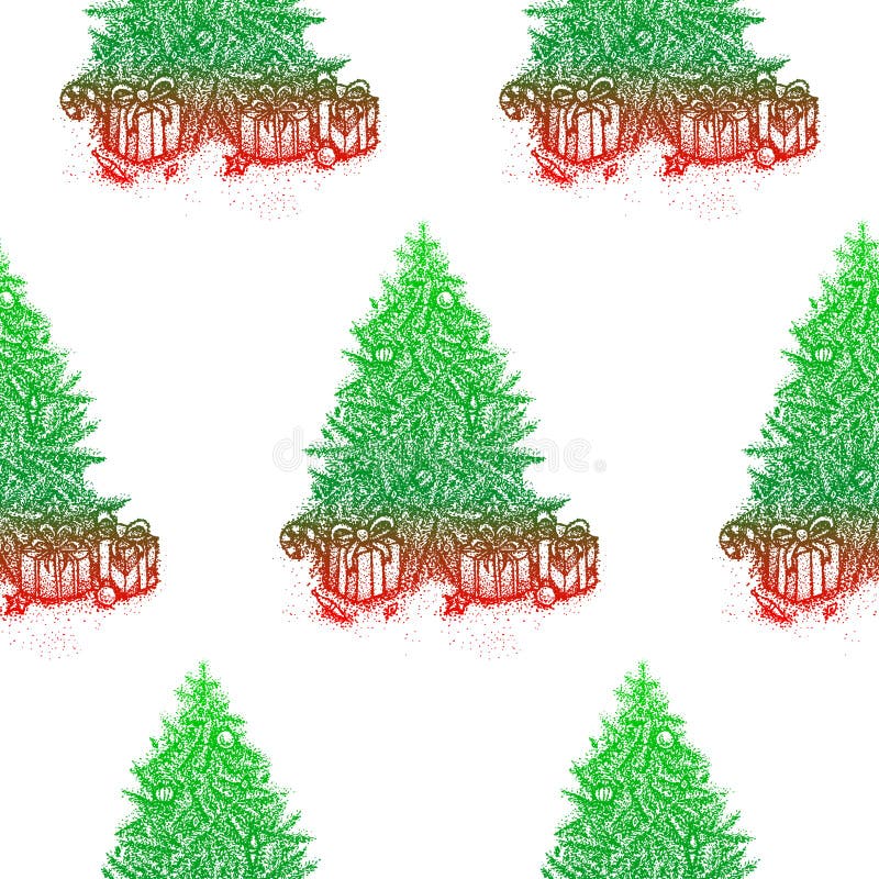 Christmas Tree Seamless Pattern Stock Vector - Illustration of greeting ...
