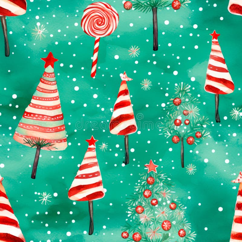Christmas Tree Seamless Pattern. Wrapping Paper Design Stock ...