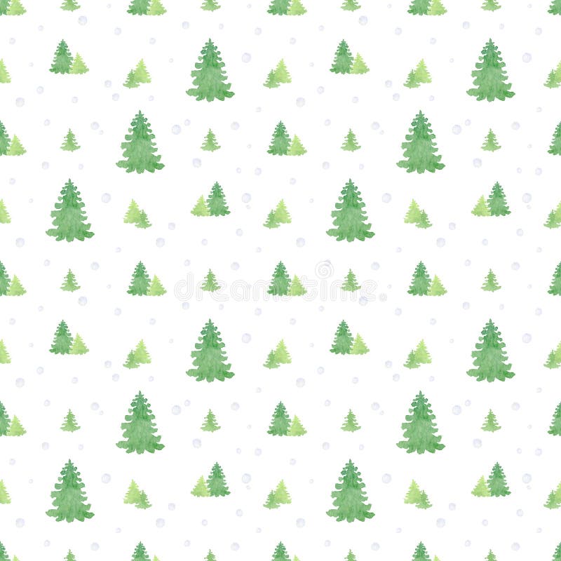 Christmas Tree Seamless Pattern, Wrapping Paper on White Background ...