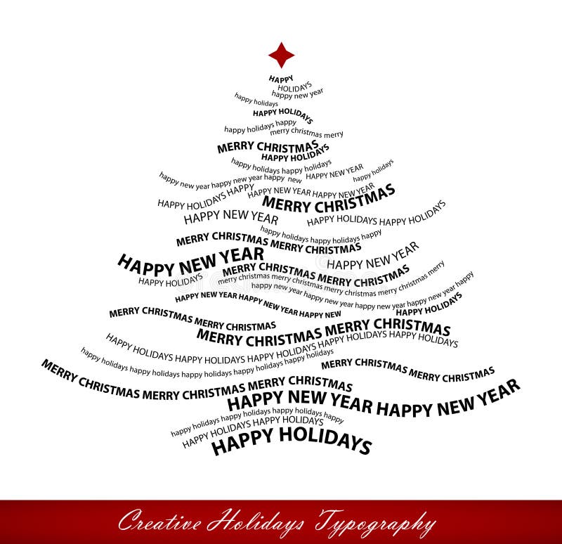 Vintage Christmas Tree with Text and Elements Stock Vector ...