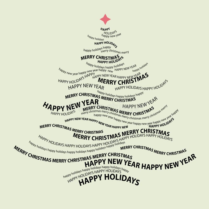 Christmas Tree Shape from Words Stock Vector - Illustration of greeting ...