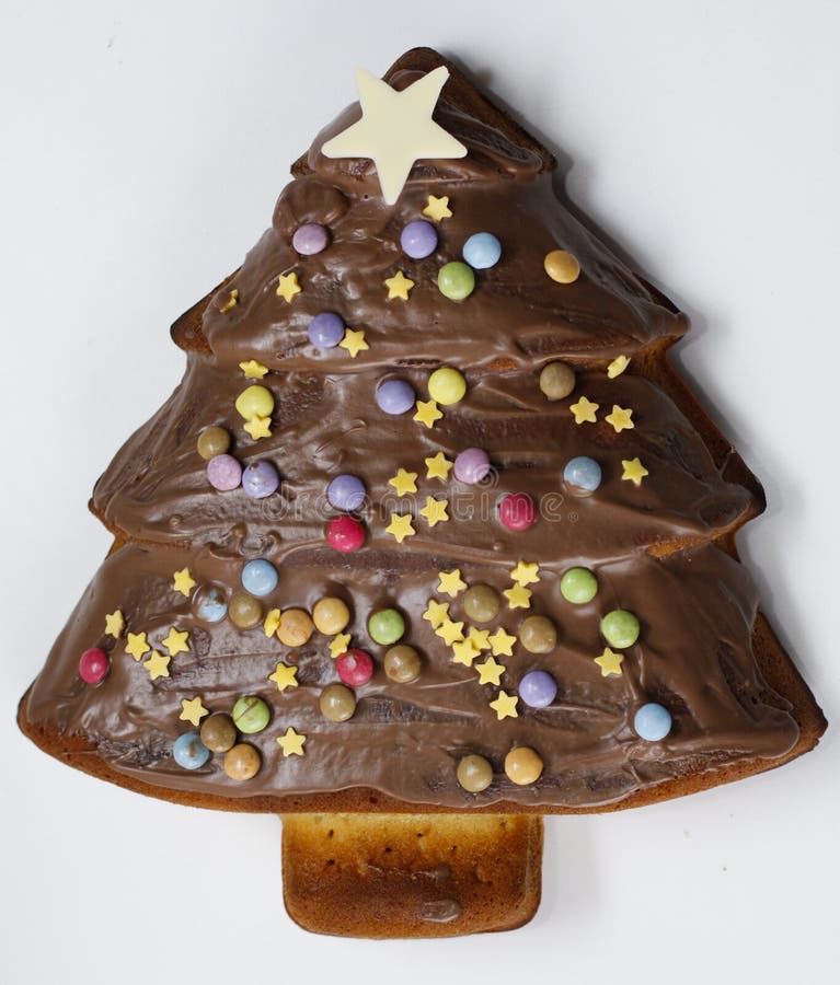 Christmas tree shaped cake stock photo. Image of eating - 48278666