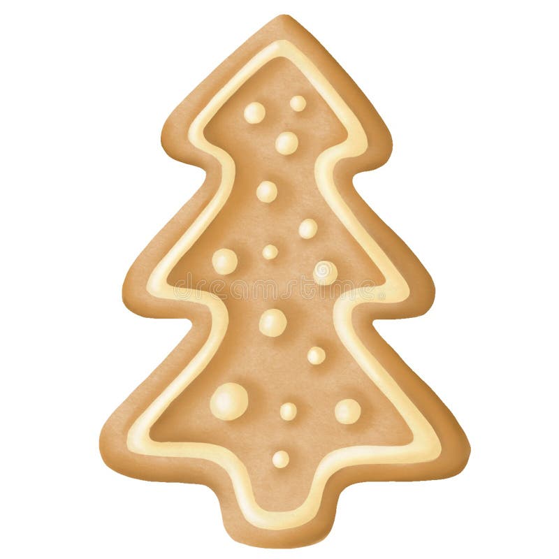Christmas Tree Shaped Gingerbread Cookie Digital Illustration. Stock ...