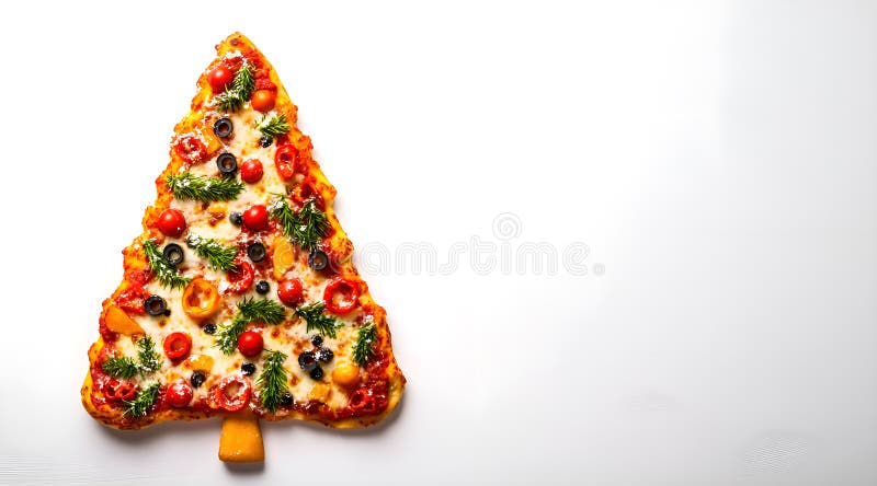 Christmas Tree Shaped Pizza White Background Space Text Top View Stock ...