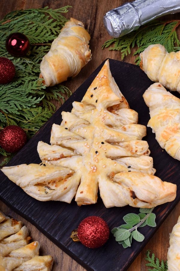 Christmas Tree Shaped Puff with Cheese. Stock Image - Image of cheese ...