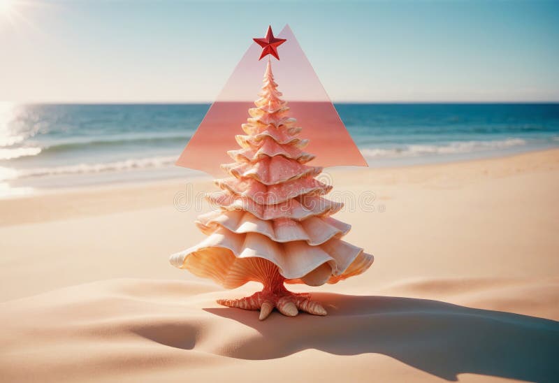 Christmas Tree Shells Beach Banner Background Stock Illustration ...