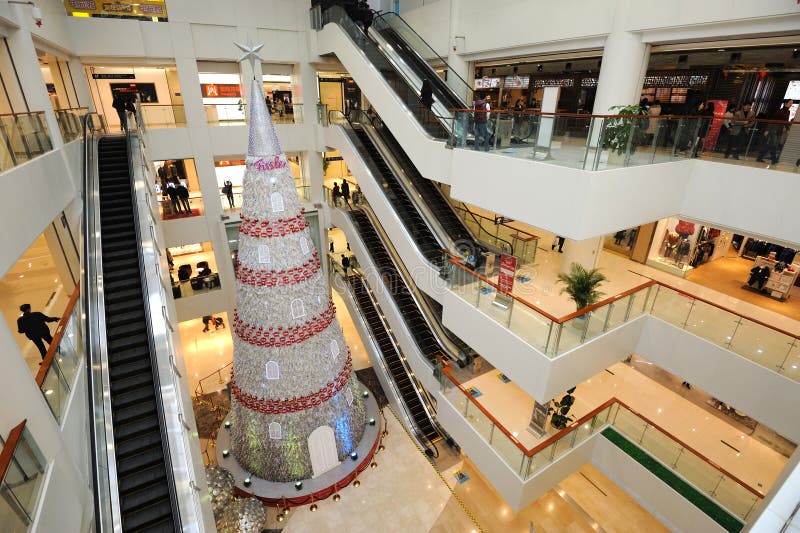 Christmas Tree in Shopping Mall Editorial Photo - Image of festival ...