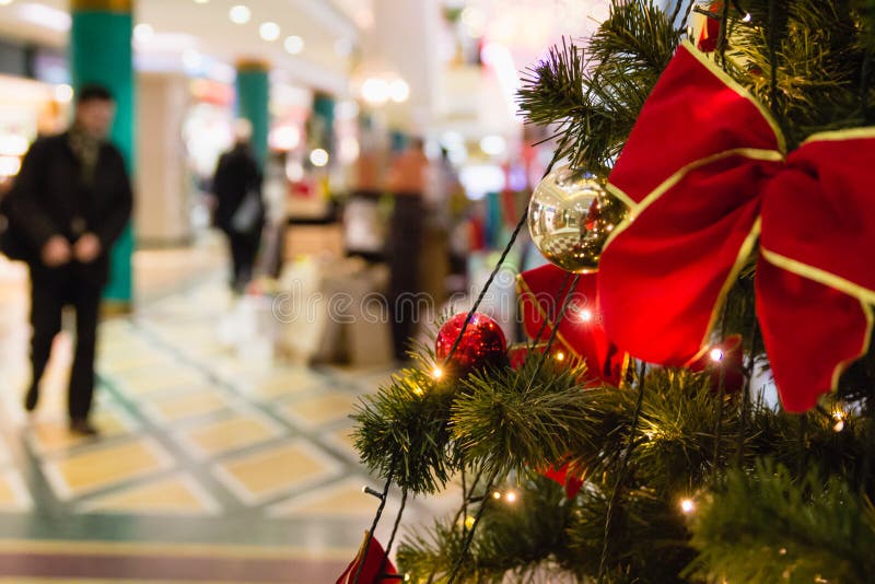 Christmas Tree in Shopping Mall Stock Photo - Image of luxury ...