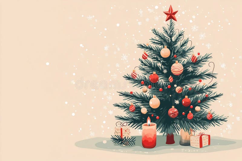 Christmas Tree Simple Background, Flat Vector Style Illustration with ...