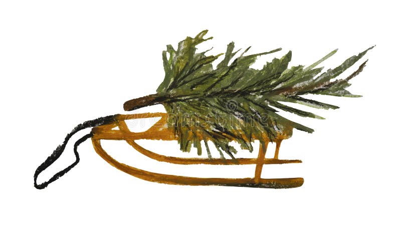 Christmas tree sled stock illustration. Illustration of drawn - 263931436