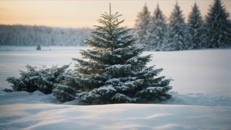 Christmas tree in snow stock illustration. Illustration of larch ...